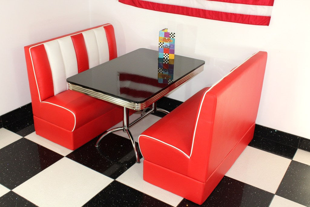 Red Double Booths With Black Table – Just Americana