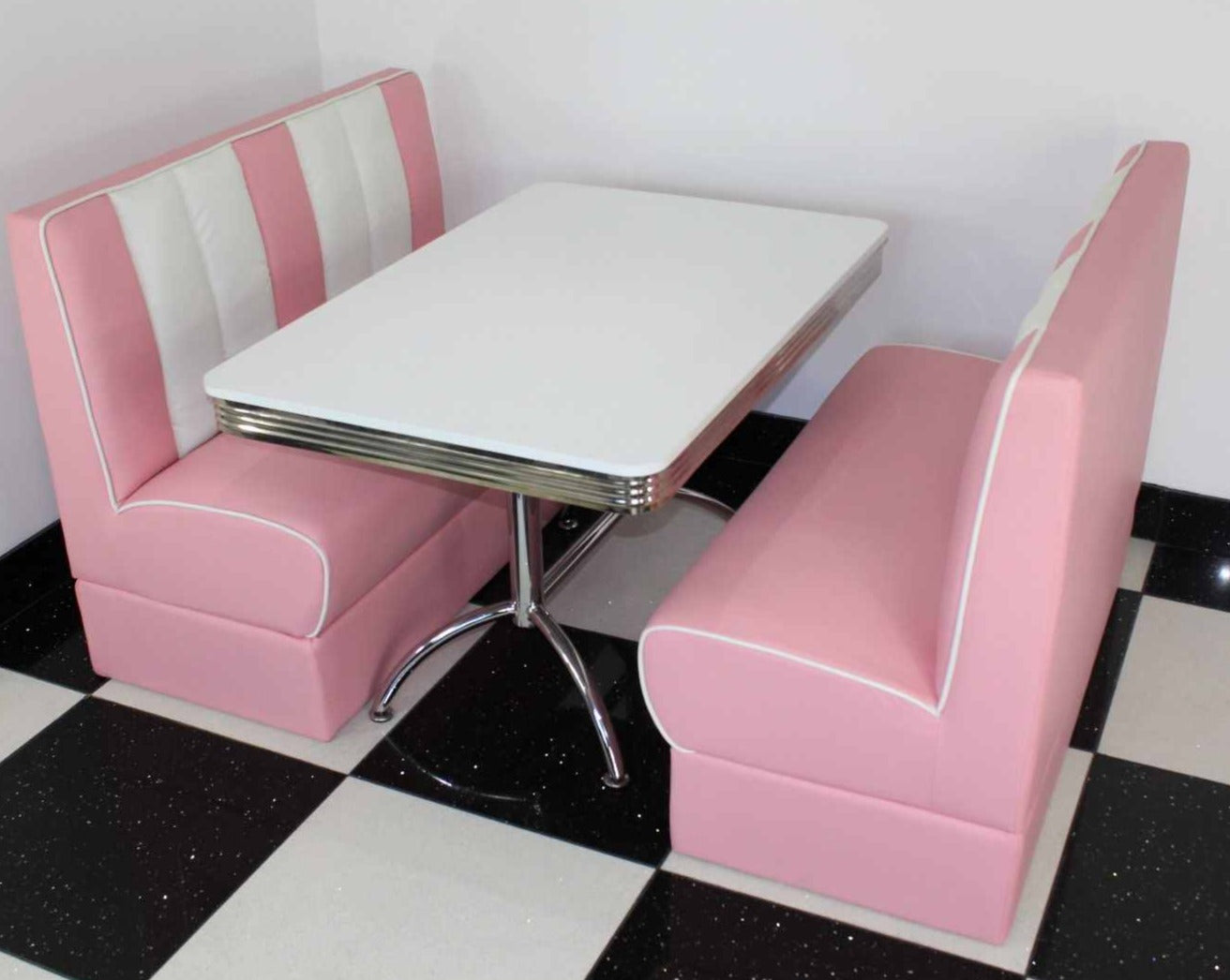 Pink Double Booths With White Table – Just Americana